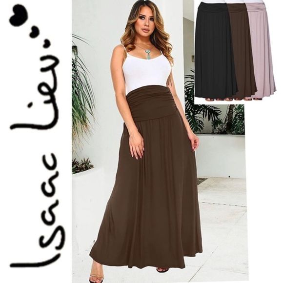 Isaac Liev | Skirts | New Isaac Lievruchedstretchy Flowy Mocha Brown ...